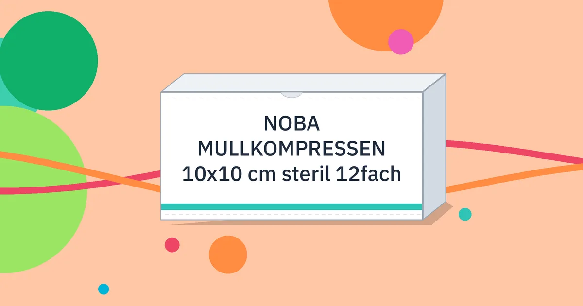 Symbolbild: Packung mit der Aufschrift NOBA MULLKOMPRESSEN 10x10 cm steril 12fach (PZN 05527060) – Verfügbarkeit und Bezug in Apotheken in Frankfurt am Main