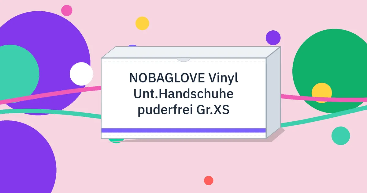 Symbolbild: Packung mit der Aufschrift NOBAGLOVE Vinyl Unt.Handschuhe puderfrei Gr.XS (PZN 10543983) – Verfügbarkeit und Bezug in Apotheken in Frankfurt am Main