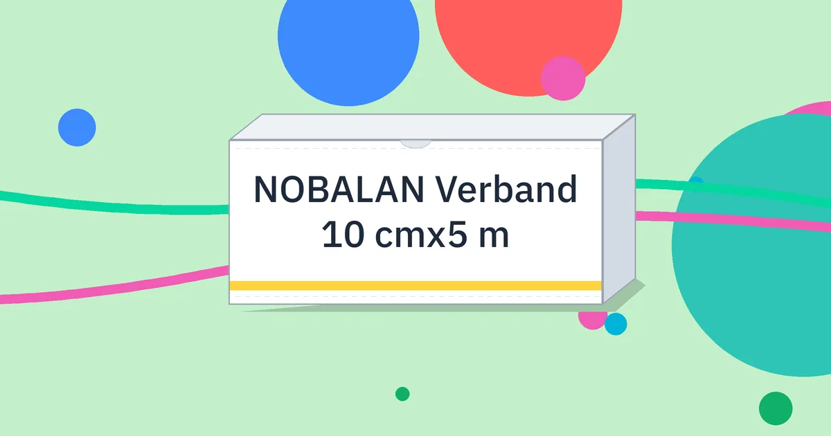 Symbolbild: Packung mit der Aufschrift NOBALAN Verband 10 cmx5 m (PZN 07094688) – Verfügbarkeit und Bezug in Apotheken in Frankfurt am Main