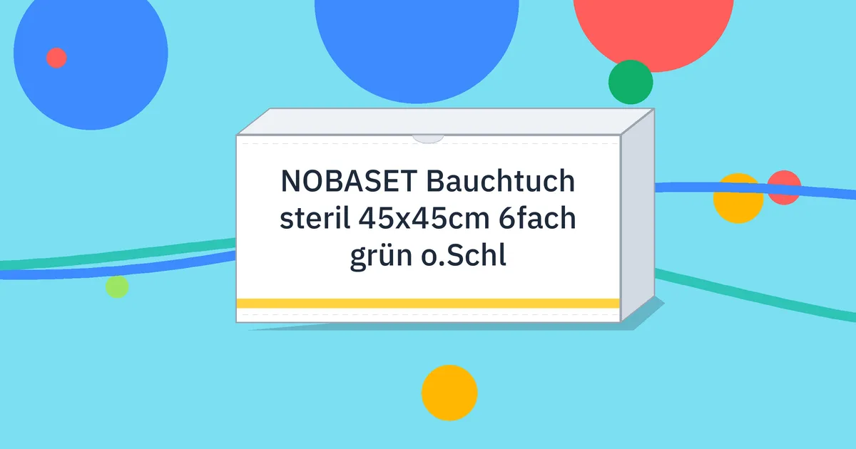 Symbolbild: Packung mit der Aufschrift NOBASET Bauchtuch steril 45x45cm 6fach grün o.Schl (PZN 17899631) – Verfügbarkeit und Bezug in Apotheken in Frankfurt am Main