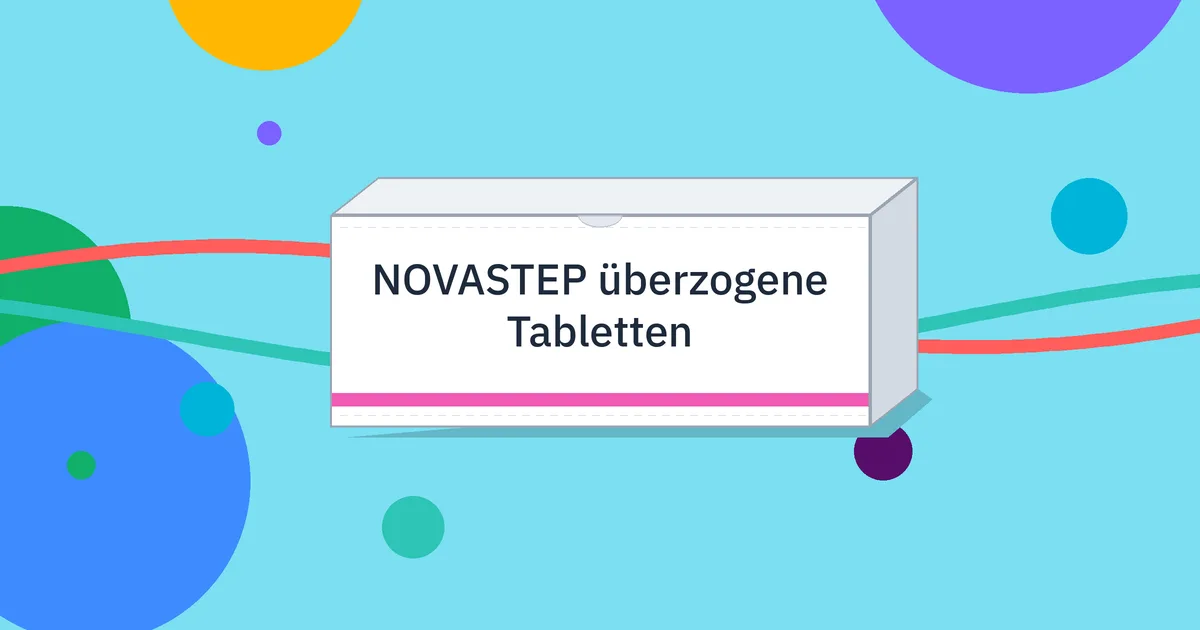 Symbolbild: Packung mit der Aufschrift NOVASTEP überzogene Tabletten (PZN 00164144) – Verfügbarkeit und Bezug in Apotheken in Frankfurt am Main