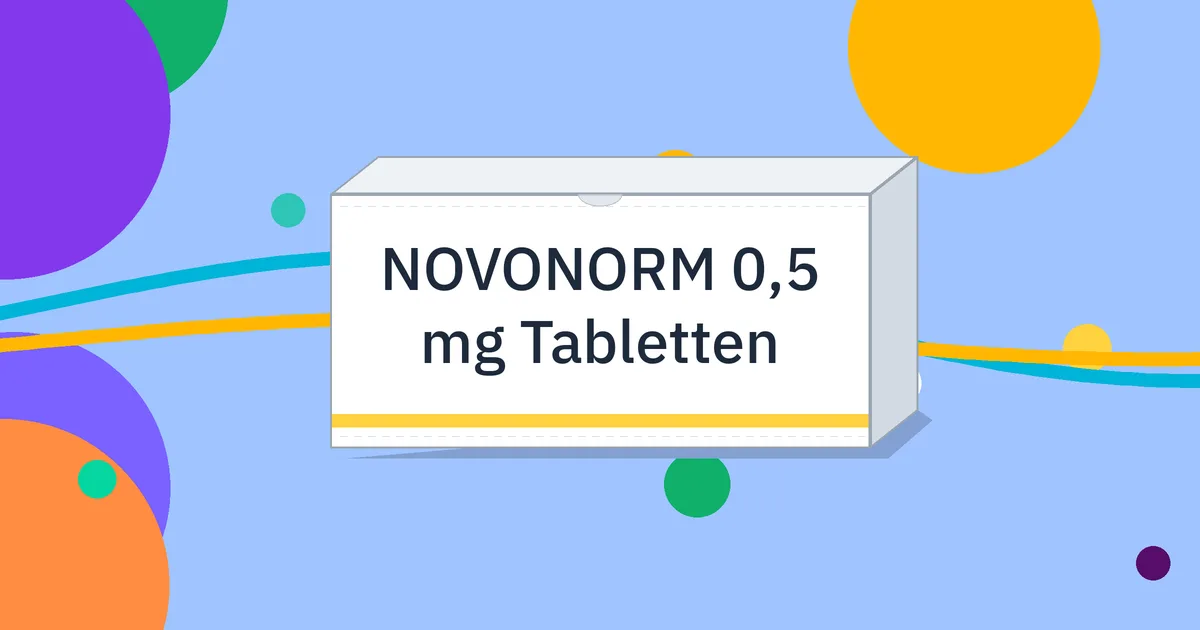 Symbolbild: Packung mit der Aufschrift NOVONORM 0,5 mg Tabletten (PZN 01307752) – Verfügbarkeit und Bezug in Apotheken in Frankfurt am Main