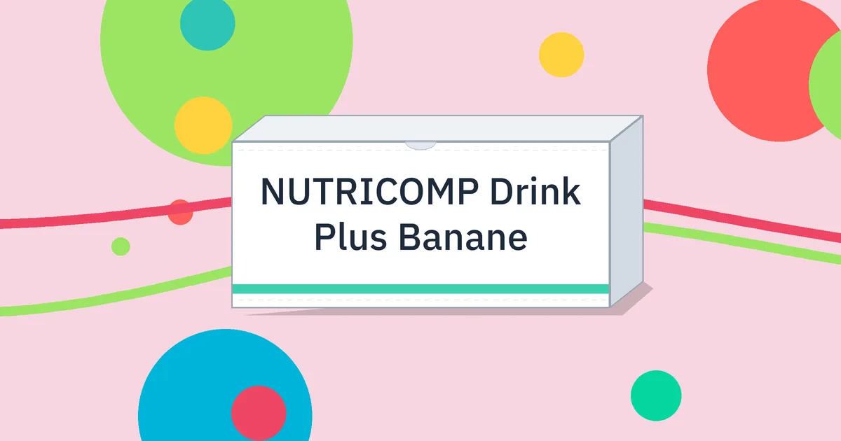 Symbolbild: Packung mit der Aufschrift NUTRICOMP Drink Plus Banane (PZN 11847389) – Verfügbarkeit und Bezug in Apotheken in Frankfurt am Main