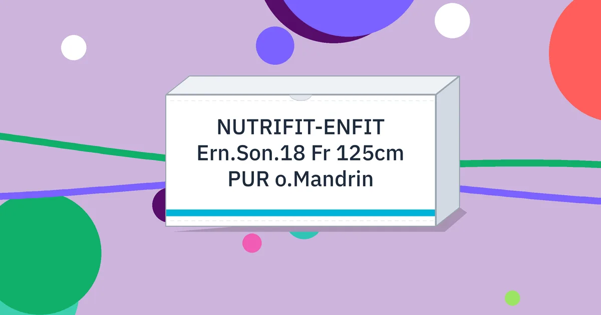 Symbolbild: Packung mit der Aufschrift NUTRIFIT-ENFIT Ern.Son.18 Fr 125cm PUR o.Mandrin (PZN 14173945) – Verfügbarkeit und Bezug in Apotheken in Frankfurt am Main