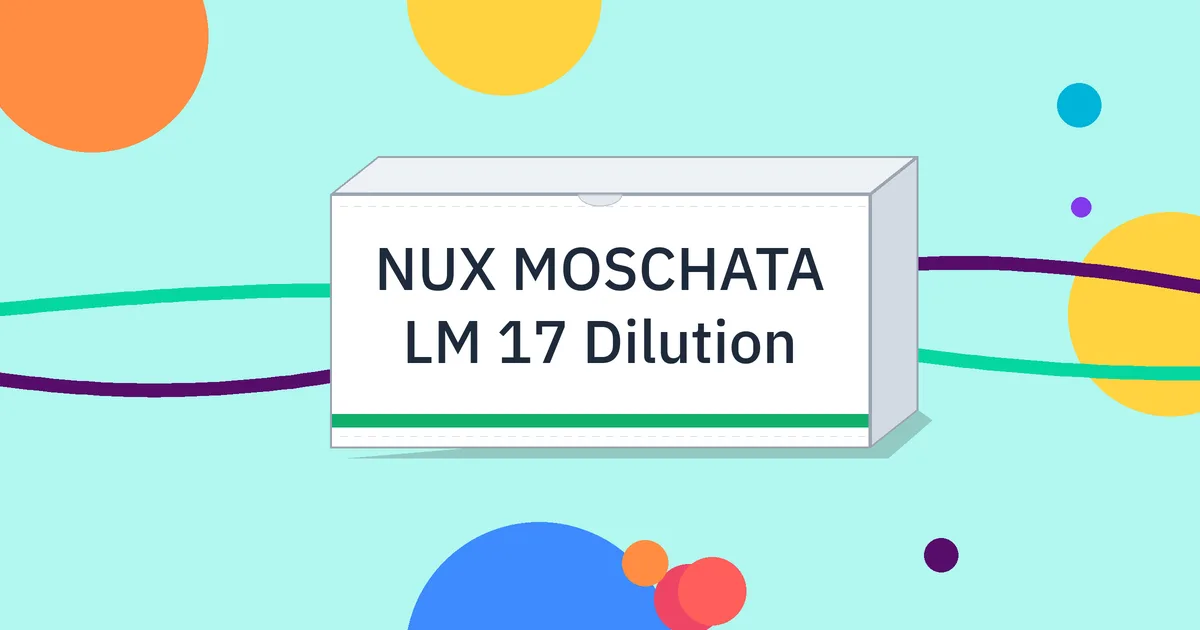 Symbolbild: Packung mit der Aufschrift NUX MOSCHATA LM 17 Dilution (PZN 12970028) – Verfügbarkeit und Bezug in Apotheken in Frankfurt am Main