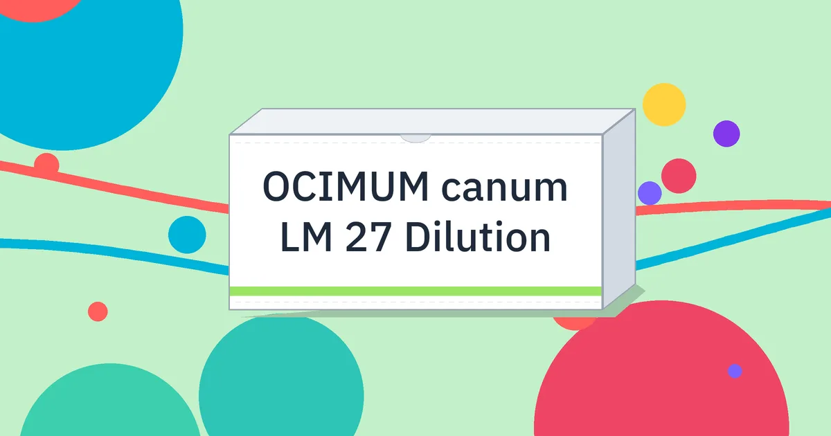 Symbolbild: Packung mit der Aufschrift OCIMUM canum LM 27 Dilution (PZN 13622080) – Verfügbarkeit und Bezug in Apotheken in Frankfurt am Main