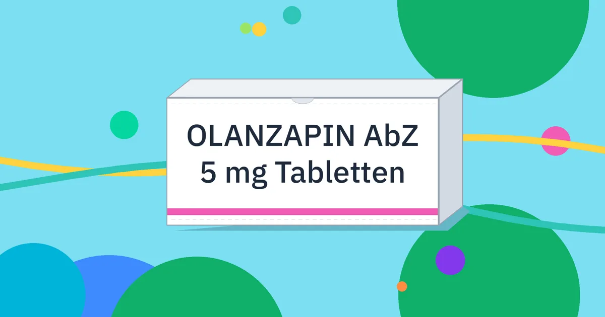 Symbolbild: Packung mit der Aufschrift OLANZAPIN AbZ 5 mg Tabletten (PZN 09089639) – Verfügbarkeit und Bezug in Apotheken in Frankfurt am Main