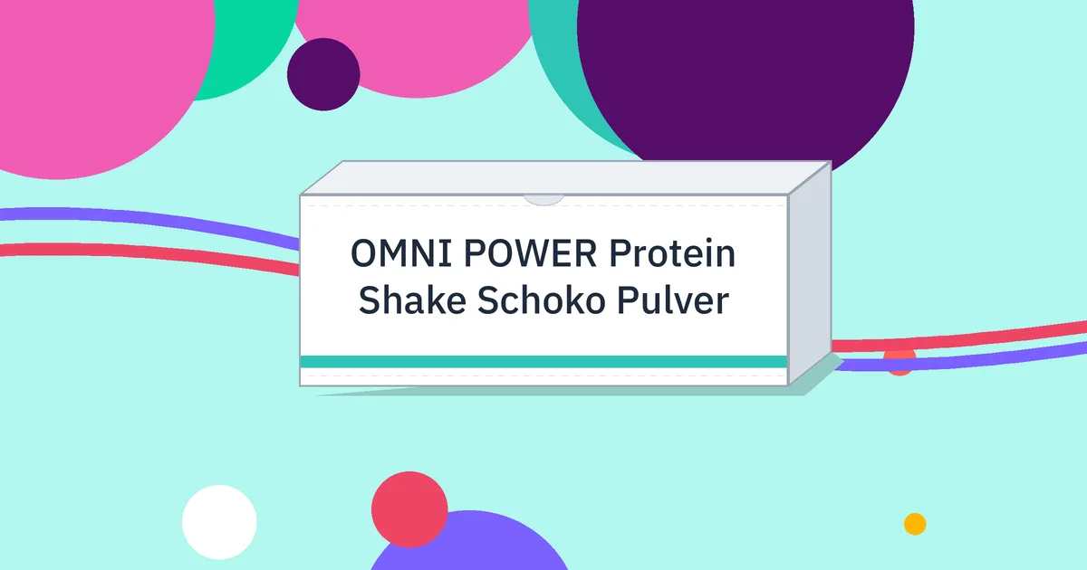 Symbolbild: Packung mit der Aufschrift OMNI POWER Protein Shake Schoko Pulver (PZN 19639041) – Verfügbarkeit und Bezug in Apotheken in Frankfurt am Main