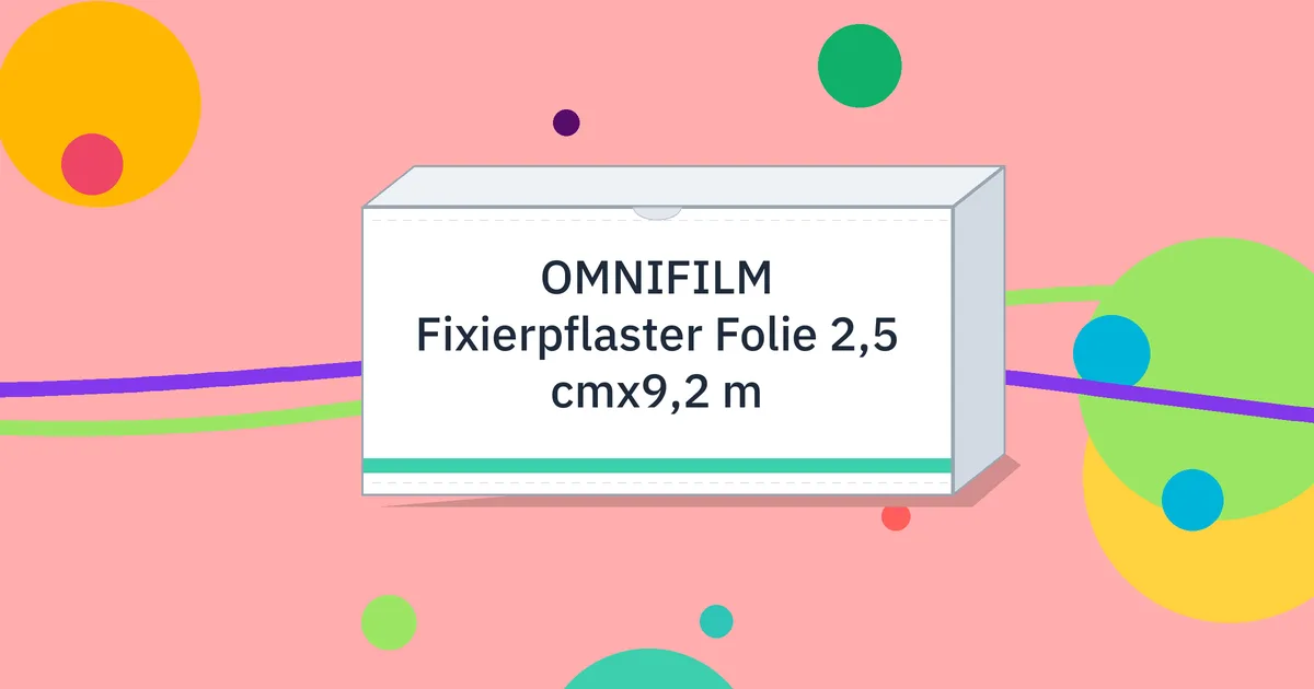 Symbolbild: Packung mit der Aufschrift OMNIFILM Fixierpflaster Folie 2,5 cmx9,2 m (PZN 14443103) – Verfügbarkeit und Bezug in Apotheken in Frankfurt am Main