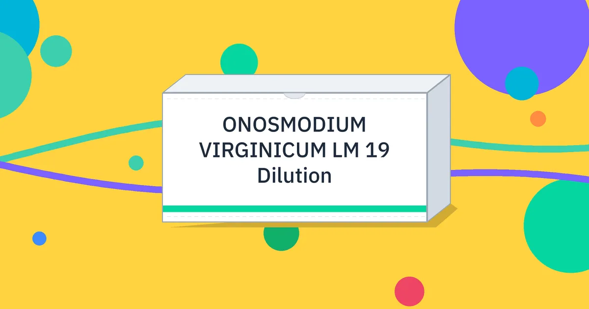 Symbolbild: Packung mit der Aufschrift ONOSMODIUM VIRGINICUM LM 19 Dilution (PZN 13626729) – Verfügbarkeit und Bezug in Apotheken in Frankfurt am Main