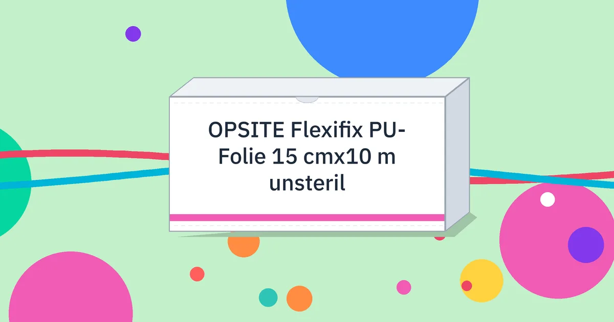 Symbolbild: Packung mit der Aufschrift OPSITE Flexifix PU-Folie 15 cmx10 m unsteril (PZN 19959194) – Verfügbarkeit und Bezug in Apotheken in Frankfurt am Main