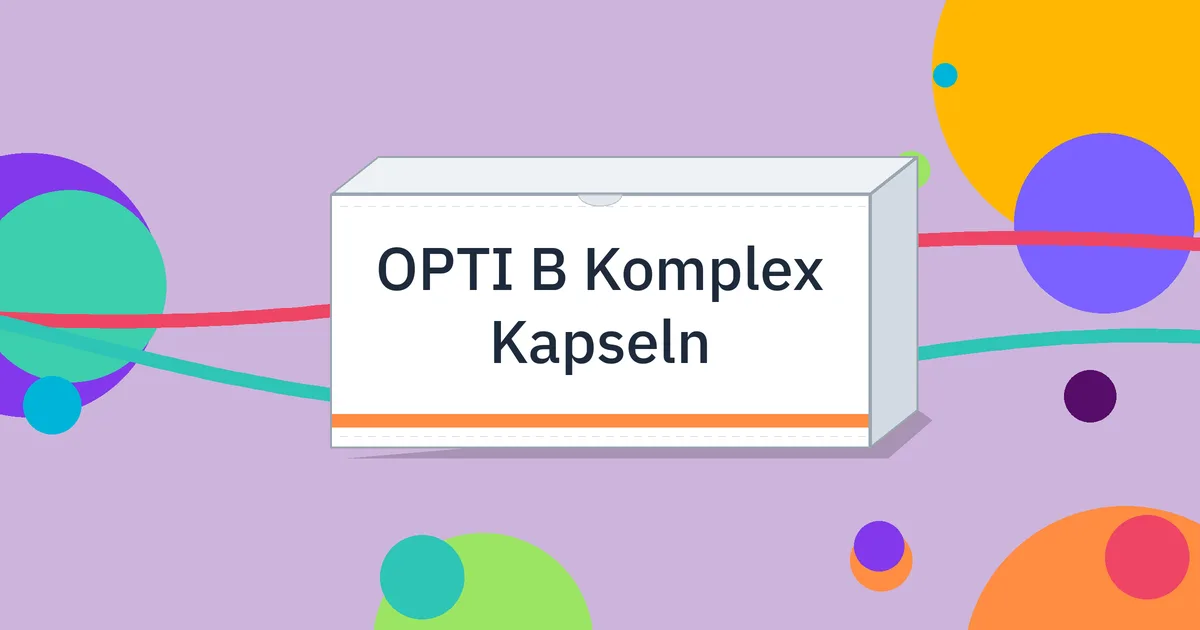 Symbolbild: Packung mit der Aufschrift OPTI B Komplex Kapseln (PZN 04774023) – Verfügbarkeit und Bezug in Apotheken in Frankfurt am Main