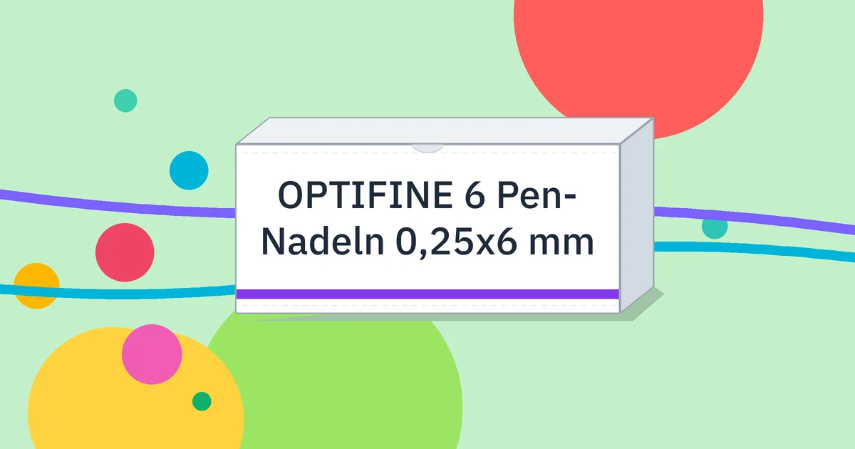 Symbolbild: Packung mit der Aufschrift OPTIFINE 6 Pen-Nadeln 0,25x6 mm (PZN 13502915) – Verfügbarkeit und Bezug in Apotheken in Frankfurt am Main