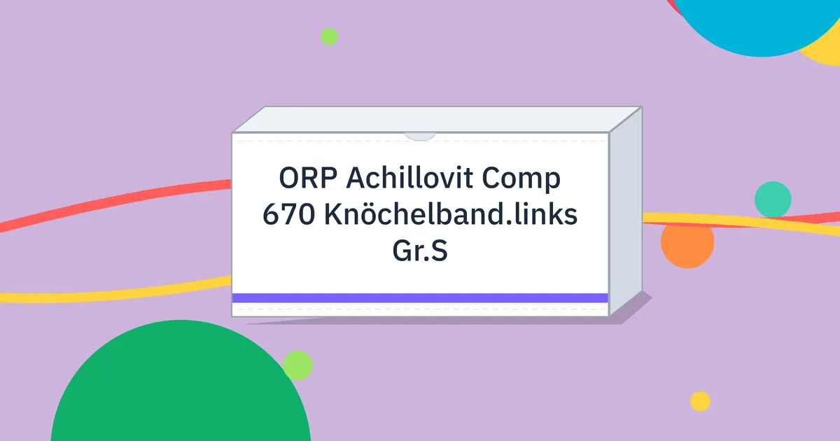 Symbolbild: Packung mit der Aufschrift ORP Achillovit Comp 670 Knöchelband.links Gr.S (PZN 09398903) – Verfügbarkeit und Bezug in Apotheken in Frankfurt am Main