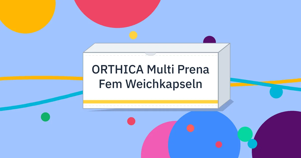 Symbolbild: Packung mit der Aufschrift ORTHICA Multi Prena Fem Weichkapseln (PZN 17507594) – Verfügbarkeit und Bezug in Apotheken in Frankfurt am Main
