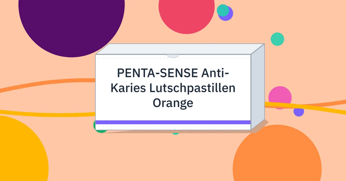 Symbolbild: Packung mit der Aufschrift PENTA-SENSE Anti-Karies Lutschpastillen Orange (PZN 17872253) – Verfügbarkeit und Bezug in Apotheken in Frankfurt am Main