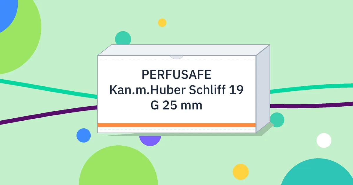 Symbolbild: Packung mit der Aufschrift PERFUSAFE Kan.m.Huber Schliff 19 G 25 mm (PZN 06556230) – Verfügbarkeit und Bezug in Apotheken in Frankfurt am Main
