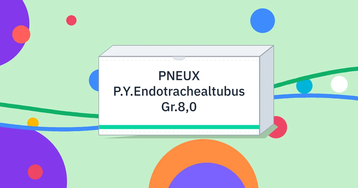Symbolbild: Packung mit der Aufschrift PNEUX P.Y.Endotrachealtubus Gr.8,0 (PZN 14165992) – Verfügbarkeit und Bezug in Apotheken in Frankfurt am Main