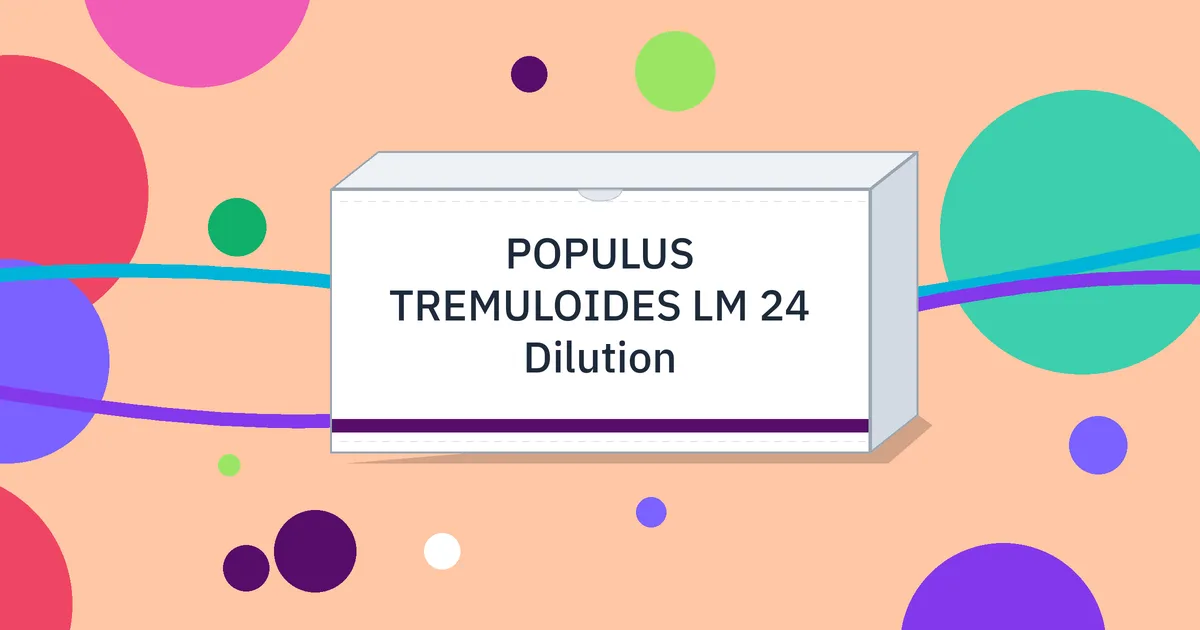 Symbolbild: Packung mit der Aufschrift POPULUS TREMULOIDES LM 24 Dilution (PZN 13664888) – Verfügbarkeit und Bezug in Apotheken in Frankfurt am Main