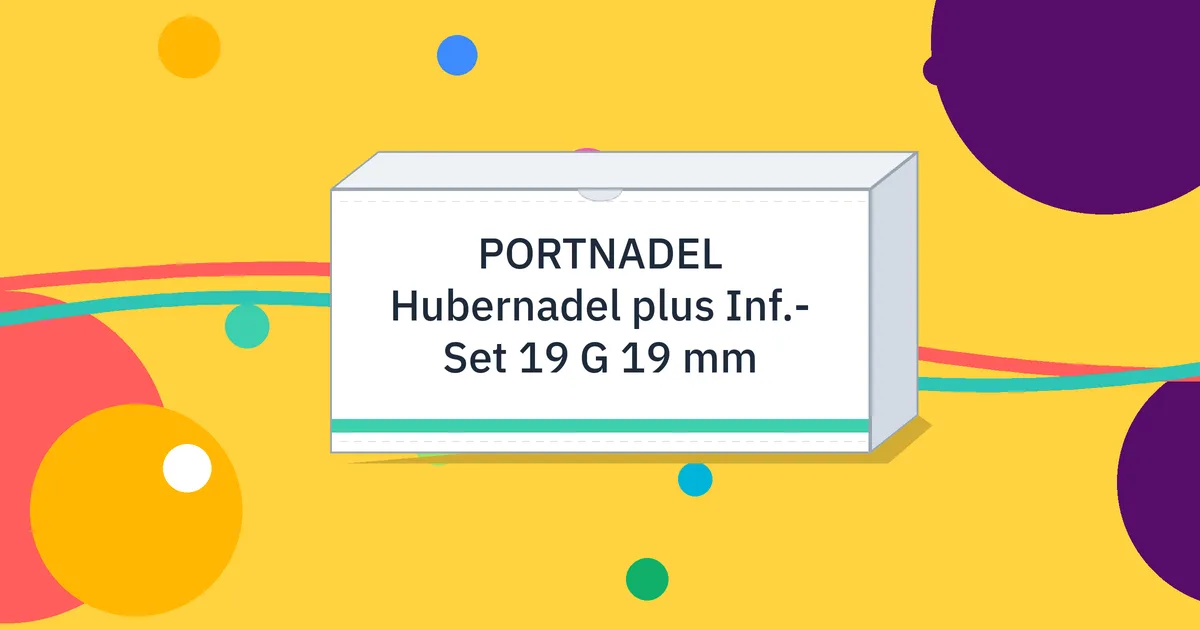 Symbolbild: Packung mit der Aufschrift PORTNADEL Hubernadel plus Inf.-Set 19 G 19 mm (PZN 02706661) – Verfügbarkeit und Bezug in Apotheken in Frankfurt am Main