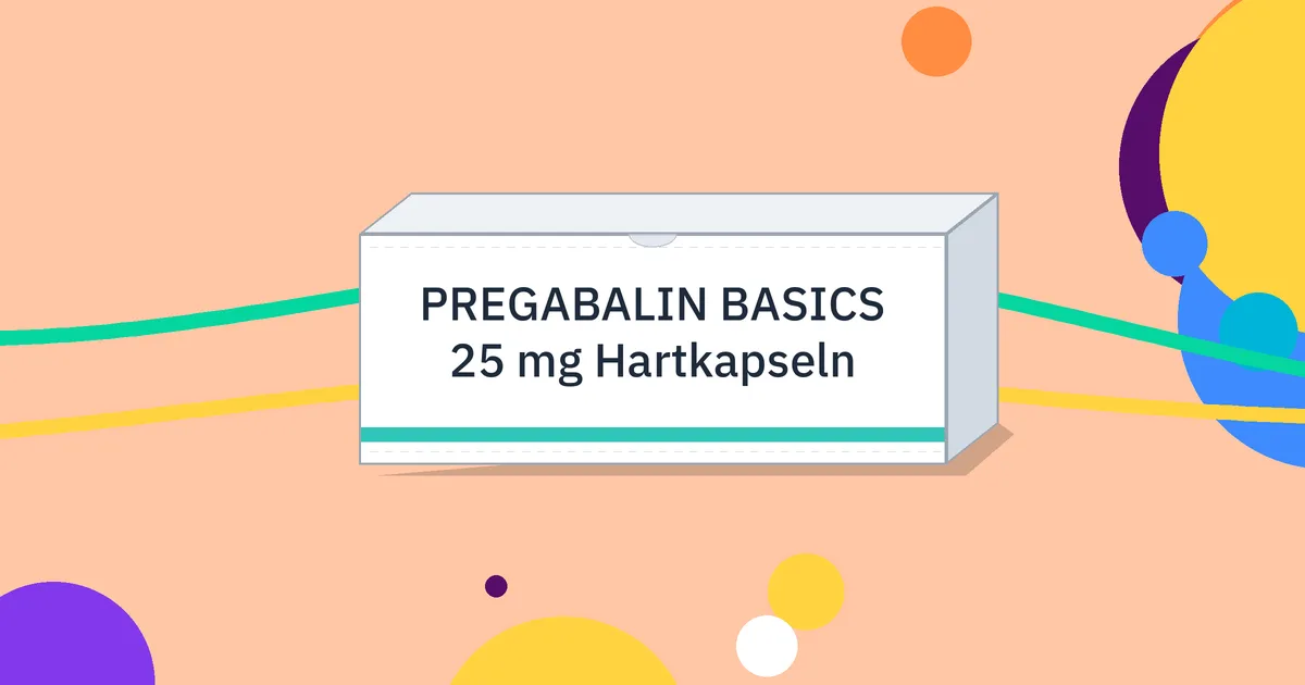 Symbolbild: Packung mit der Aufschrift PREGABALIN BASICS 25 mg Hartkapseln (PZN 11172224) – Verfügbarkeit und Bezug in Apotheken in Frankfurt am Main