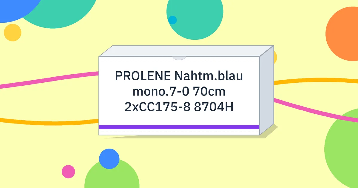 Symbolbild: Packung mit der Aufschrift PROLENE Nahtm.blau mono.7-0 70cm 2xCC175-8 8704H (PZN 20924278) – Verfügbarkeit und Bezug in Apotheken in Frankfurt am Main