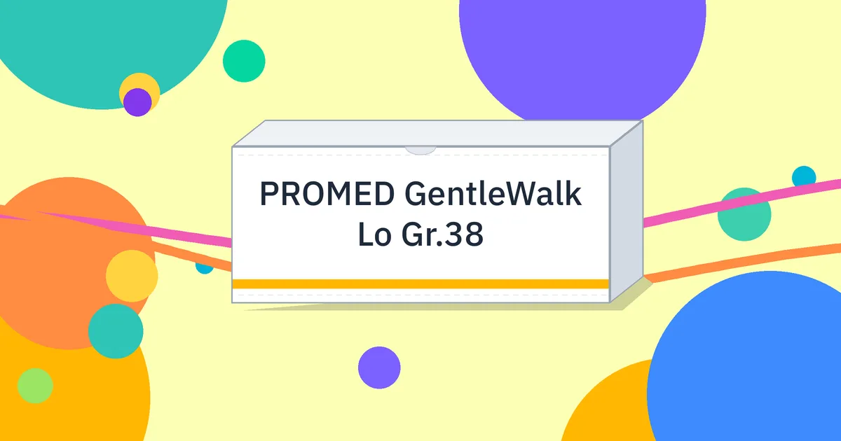 Symbolbild: Packung mit der Aufschrift PROMED GentleWalk Lo Gr.38 (PZN 07289334) – Verfügbarkeit und Bezug in Apotheken in Frankfurt am Main