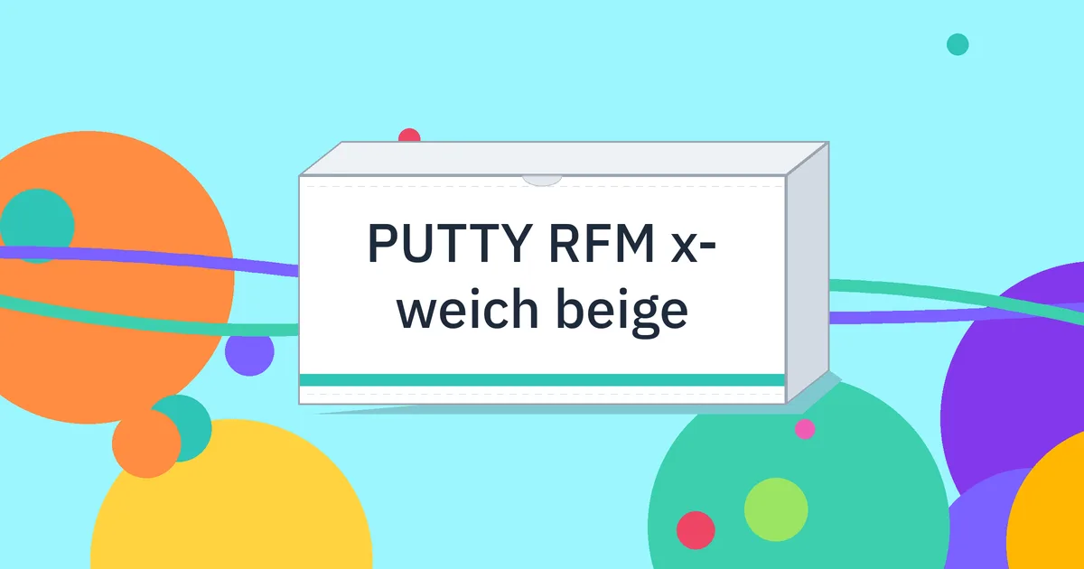 Symbolbild: Packung mit der Aufschrift PUTTY RFM x-weich beige (PZN 18817888) – Verfügbarkeit und Bezug in Apotheken in Frankfurt am Main