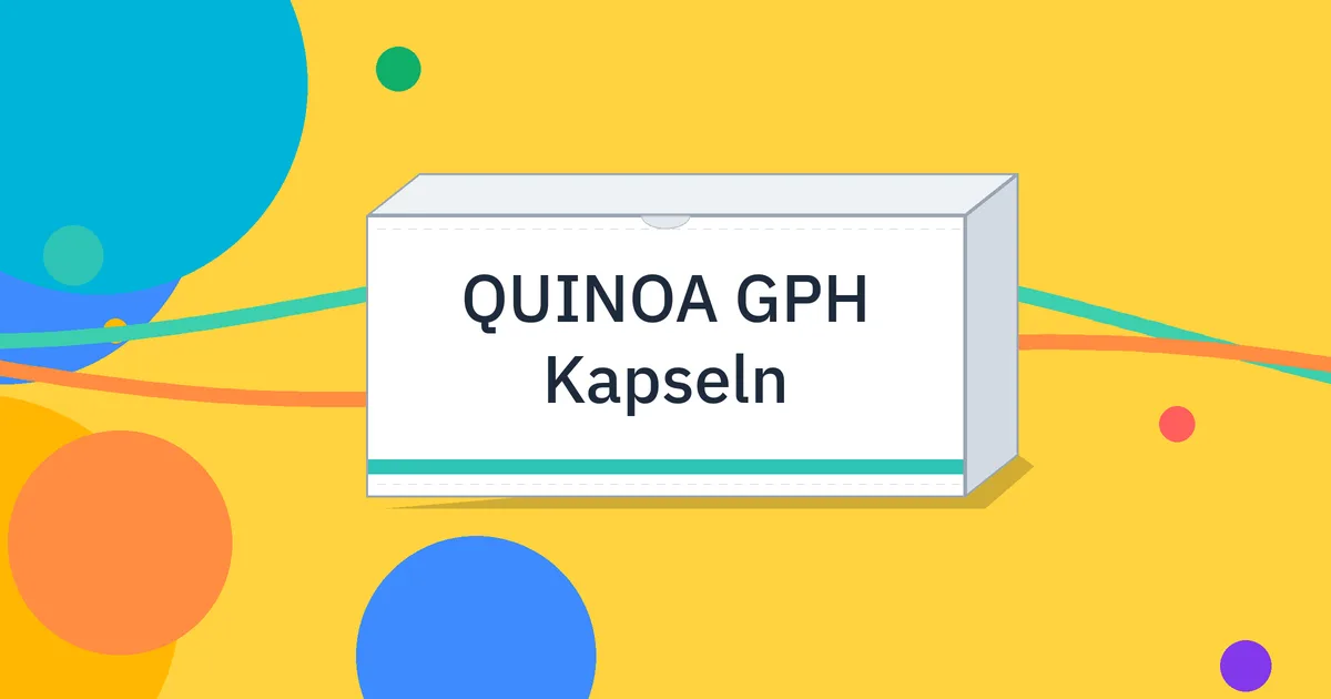 Symbolbild: Packung mit der Aufschrift QUINOA GPH Kapseln (PZN 07350950) – Verfügbarkeit und Bezug in Apotheken in Frankfurt am Main