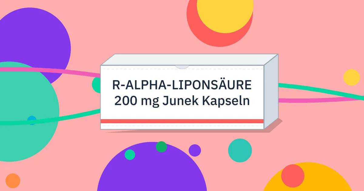Symbolbild: Packung mit der Aufschrift R-ALPHA-LIPONSÄURE 200 mg Junek Kapseln (PZN 16235082) – Verfügbarkeit und Bezug in Apotheken in Frankfurt am Main