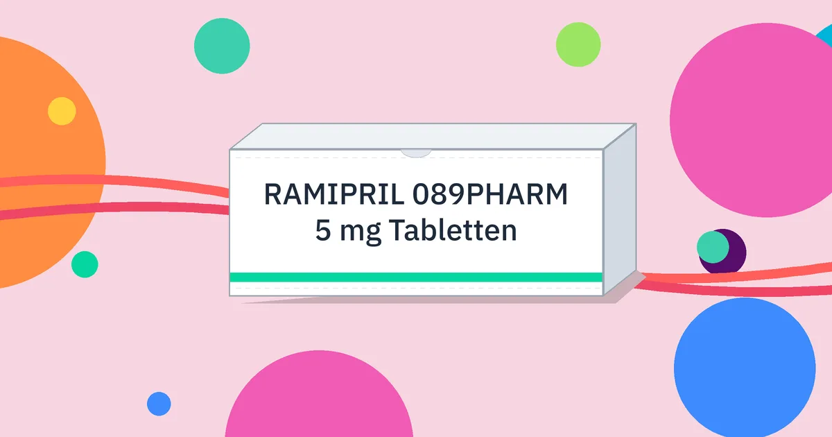 Symbolbild: Packung mit der Aufschrift RAMIPRIL 089PHARM 5 mg Tabletten (PZN 19397483) – Verfügbarkeit und Bezug in Apotheken in Frankfurt am Main