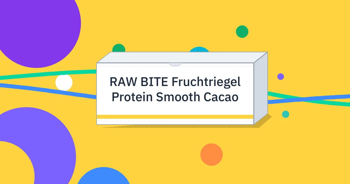 Symbolbild: Packung mit der Aufschrift RAW BITE Fruchtriegel Protein Smooth Cacao (PZN 20136144) – Verfügbarkeit und Bezug in Apotheken in Frankfurt am Main