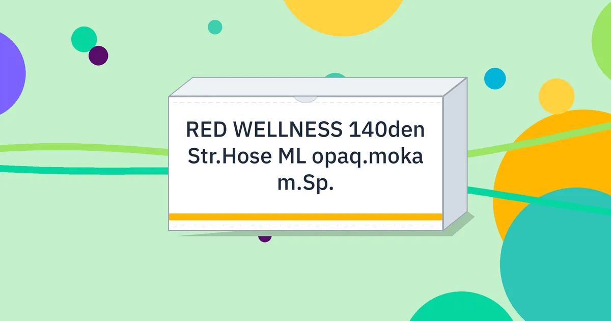 Symbolbild: Packung mit der Aufschrift RED WELLNESS 140den Str.Hose ML opaq.moka m.Sp. (PZN 16176037) – Verfügbarkeit und Bezug in Apotheken in Frankfurt am Main