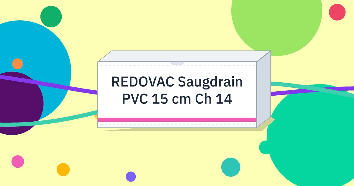 Symbolbild: Packung mit der Aufschrift REDOVAC Saugdrain PVC 15 cm Ch 14 (PZN 08827383) – Verfügbarkeit und Bezug in Apotheken in Frankfurt am Main