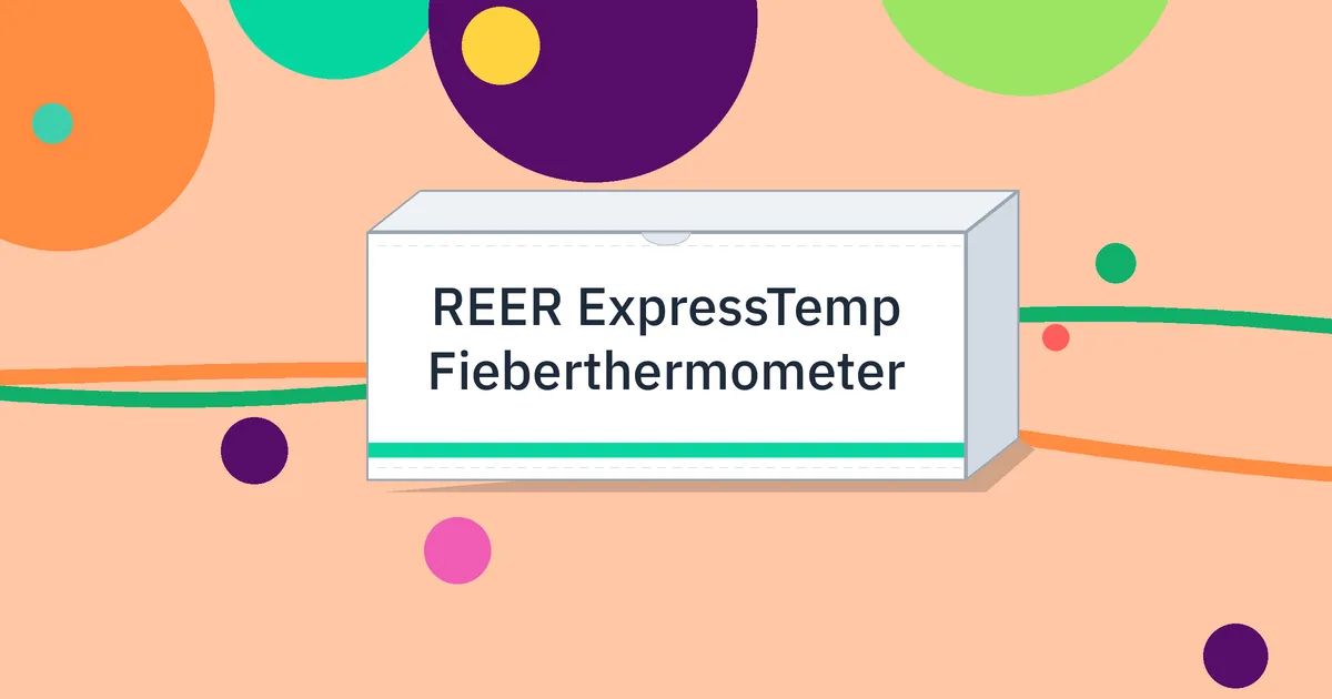 Symbolbild: Packung mit der Aufschrift REER ExpressTemp Fieberthermometer (PZN 16955273) – Verfügbarkeit und Bezug in Apotheken in Frankfurt am Main