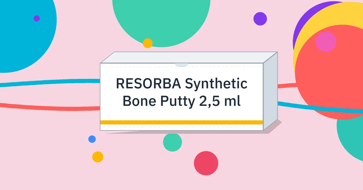 Symbolbild: Packung mit der Aufschrift RESORBA Synthetic Bone Putty 2,5 ml (PZN 16857441) – Verfügbarkeit und Bezug in Apotheken in Frankfurt am Main