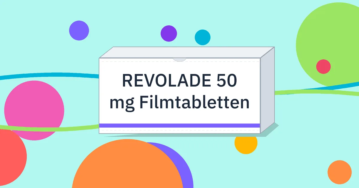 Symbolbild: Packung mit der Aufschrift REVOLADE 50 mg Filmtabletten (PZN 19525538) – Verfügbarkeit und Bezug in Apotheken in Frankfurt am Main