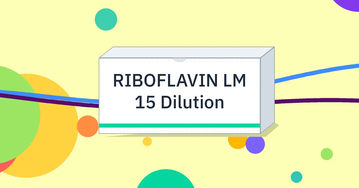 Symbolbild: Packung mit der Aufschrift RIBOFLAVIN LM 15 Dilution (PZN 13054463) – Verfügbarkeit und Bezug in Apotheken in Frankfurt am Main