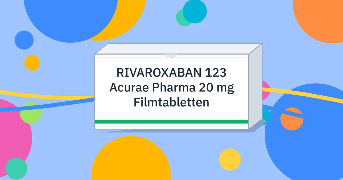Symbolbild: Packung mit der Aufschrift RIVAROXABAN 123 Acurae Pharma 20 mg Filmtabletten (PZN 19962693) – Verfügbarkeit und Bezug in Apotheken in Frankfurt am Main