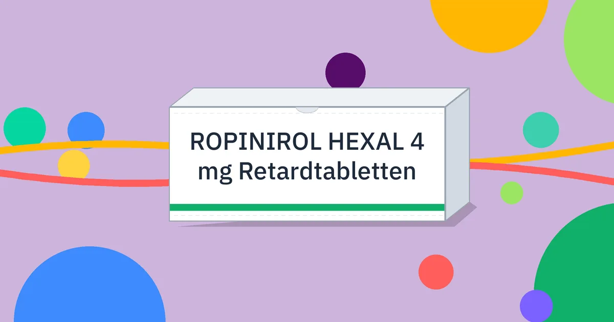 Symbolbild: Packung mit der Aufschrift ROPINIROL HEXAL 4 mg Retardtabletten (PZN 08840515) – Verfügbarkeit und Bezug in Apotheken in Frankfurt am Main