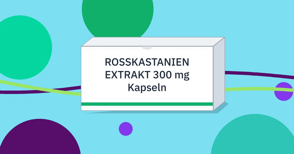Symbolbild: Packung mit der Aufschrift ROSSKASTANIEN EXTRAKT 300 mg Kapseln (PZN 14278302) – Verfügbarkeit und Bezug in Apotheken in Frankfurt am Main