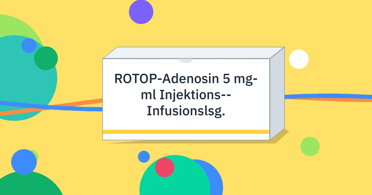 Symbolbild: Packung mit der Aufschrift ROTOP-Adenosin 5 mg-ml Injektions--Infusionslsg. (PZN 09711228) – Verfügbarkeit und Bezug in Apotheken in Frankfurt am Main