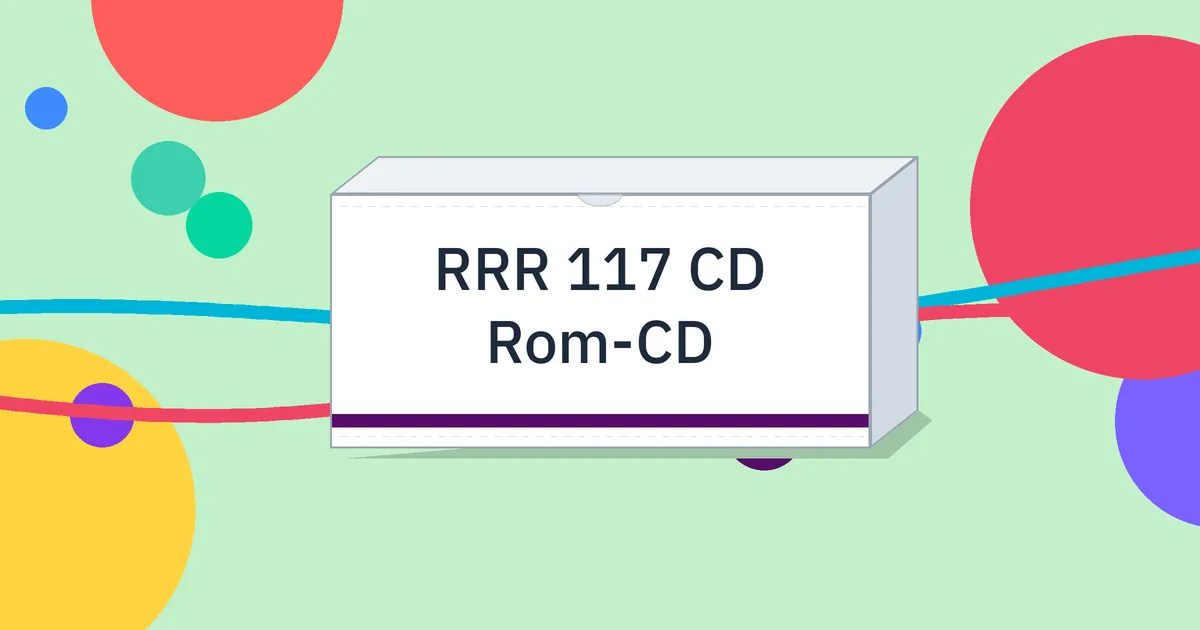 Symbolbild: Packung mit der Aufschrift RRR 117 CD Rom-CD (PZN 05975539) – Verfügbarkeit und Bezug in Apotheken in Frankfurt am Main