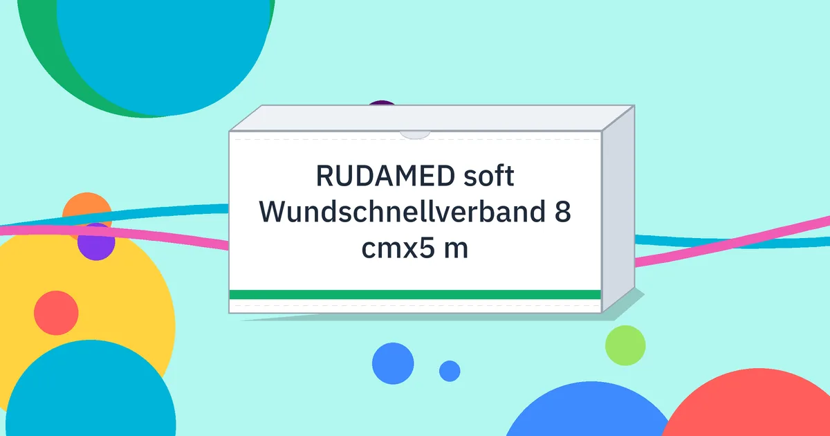 Symbolbild: Packung mit der Aufschrift RUDAMED soft Wundschnellverband 8 cmx5 m (PZN 15892688) – Verfügbarkeit und Bezug in Apotheken in Frankfurt am Main