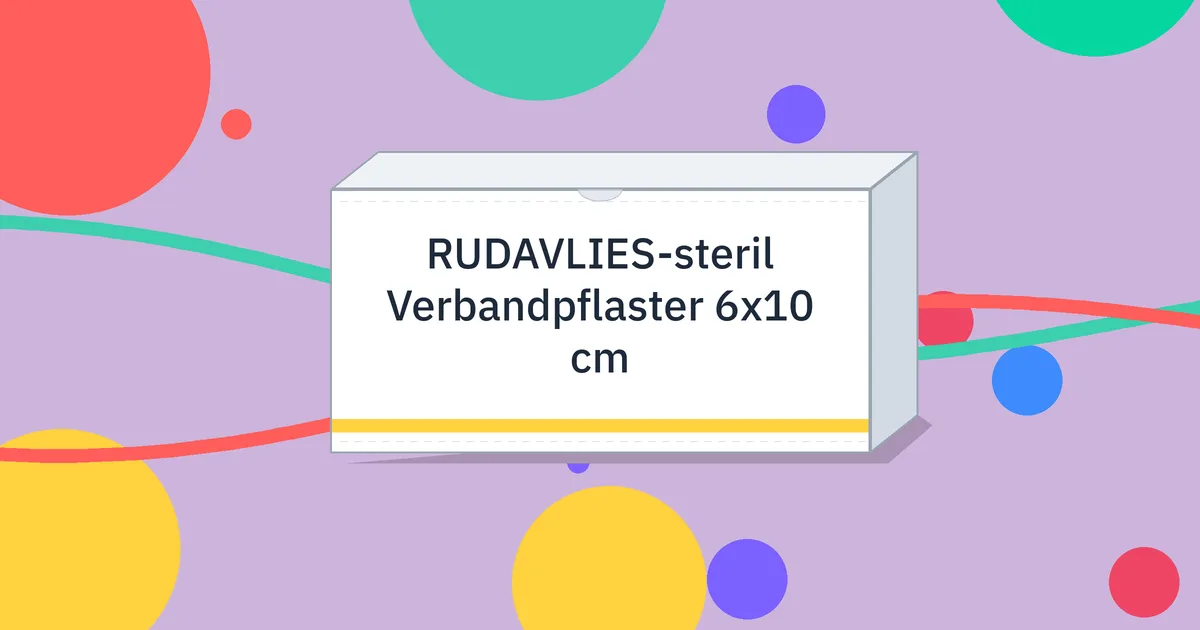 Symbolbild: Packung mit der Aufschrift RUDAVLIES-steril Verbandpflaster 6x10 cm (PZN 13707043) – Verfügbarkeit und Bezug in Apotheken in Frankfurt am Main