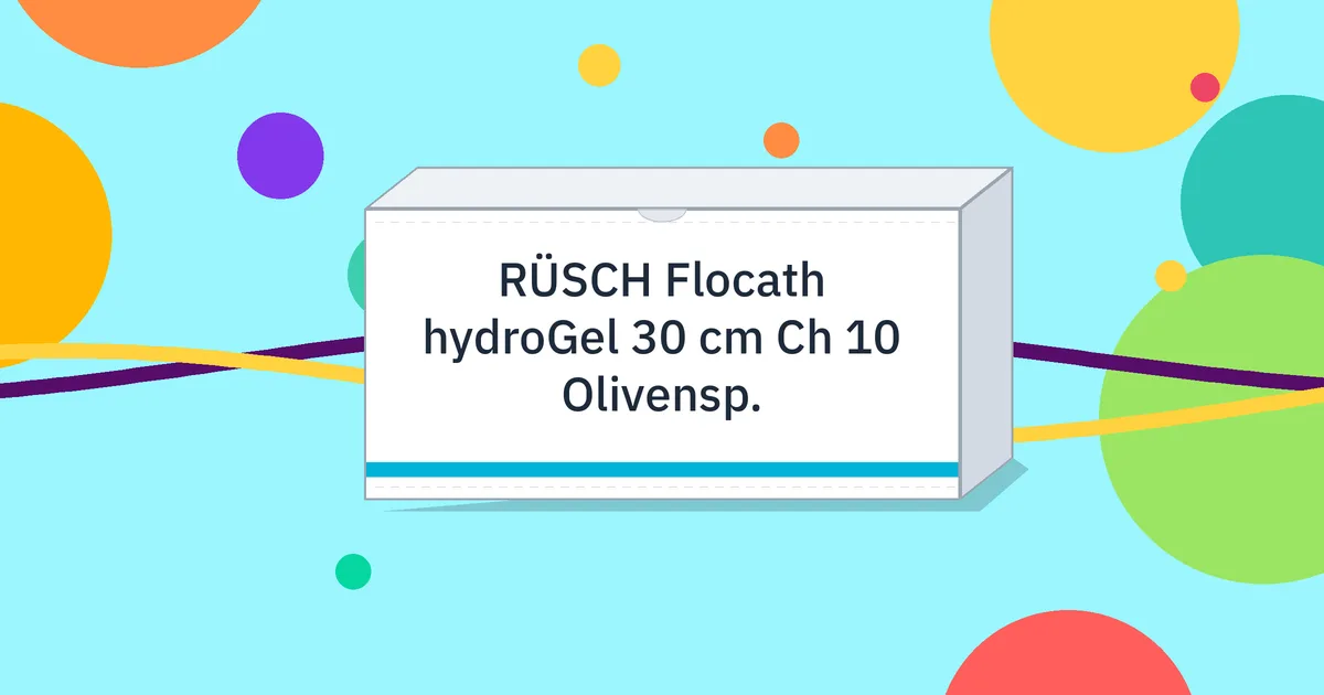 Symbolbild: Packung mit der Aufschrift RÜSCH Flocath hydroGel 30 cm Ch 10 Olivensp. (PZN 02163657) – Verfügbarkeit und Bezug in Apotheken in Frankfurt am Main