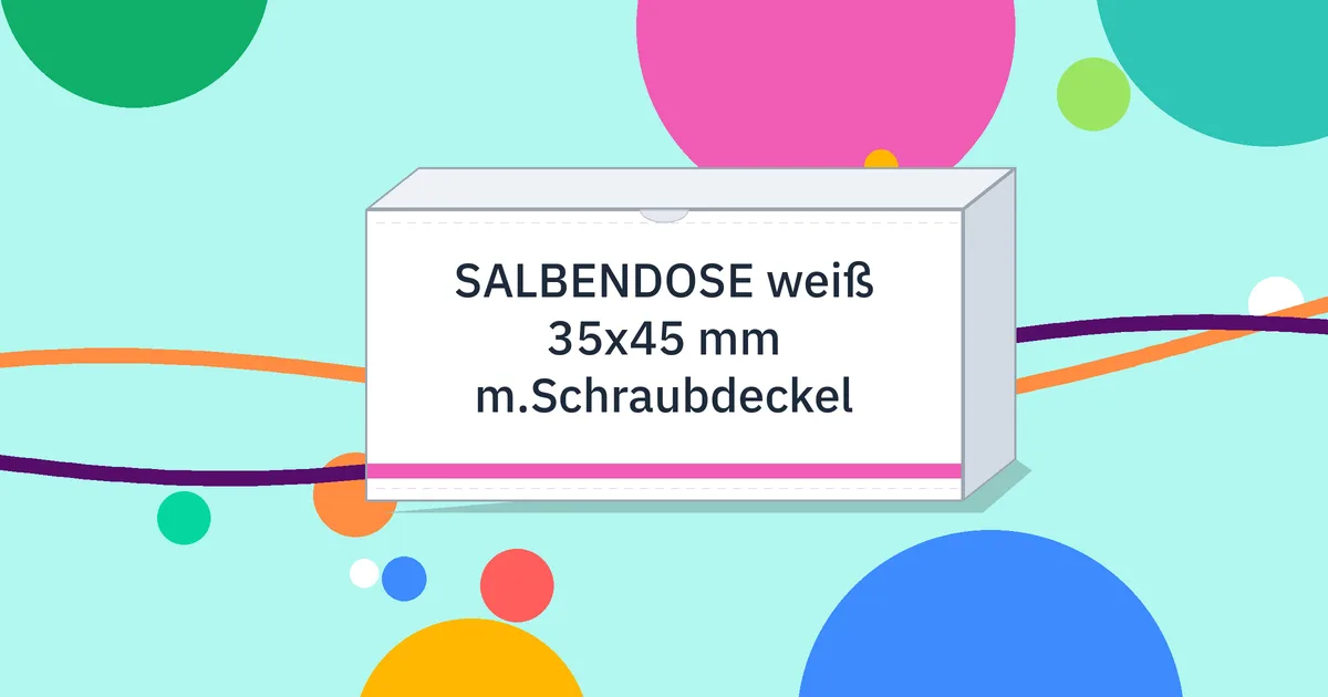 Symbolbild: Packung mit der Aufschrift SALBENDOSE weiß 35x45 mm m.Schraubdeckel (PZN 10402188) – Verfügbarkeit und Bezug in Apotheken in Frankfurt am Main