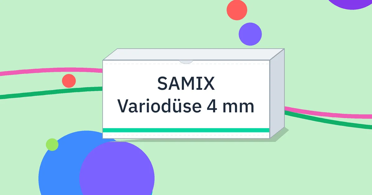 Symbolbild: Packung mit der Aufschrift SAMIX Variodüse 4 mm (PZN 19987581) – Verfügbarkeit und Bezug in Apotheken in Frankfurt am Main