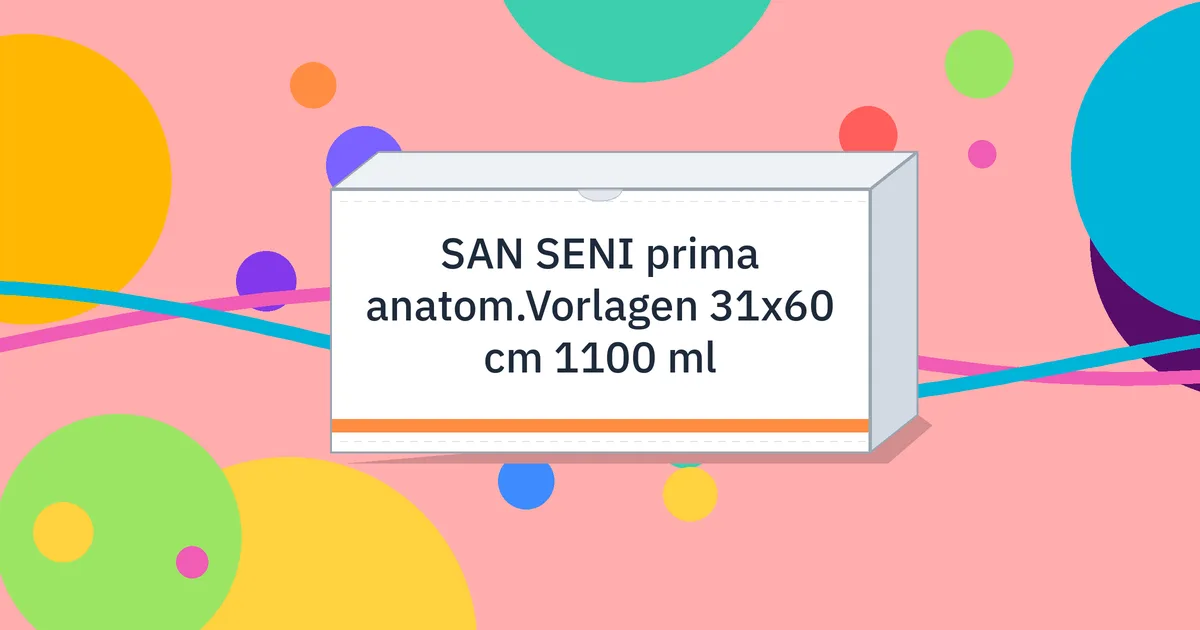 Symbolbild: Packung mit der Aufschrift SAN SENI prima anatom.Vorlagen 31x60 cm 1100 ml (PZN 12393453) – Verfügbarkeit und Bezug in Apotheken in Frankfurt am Main