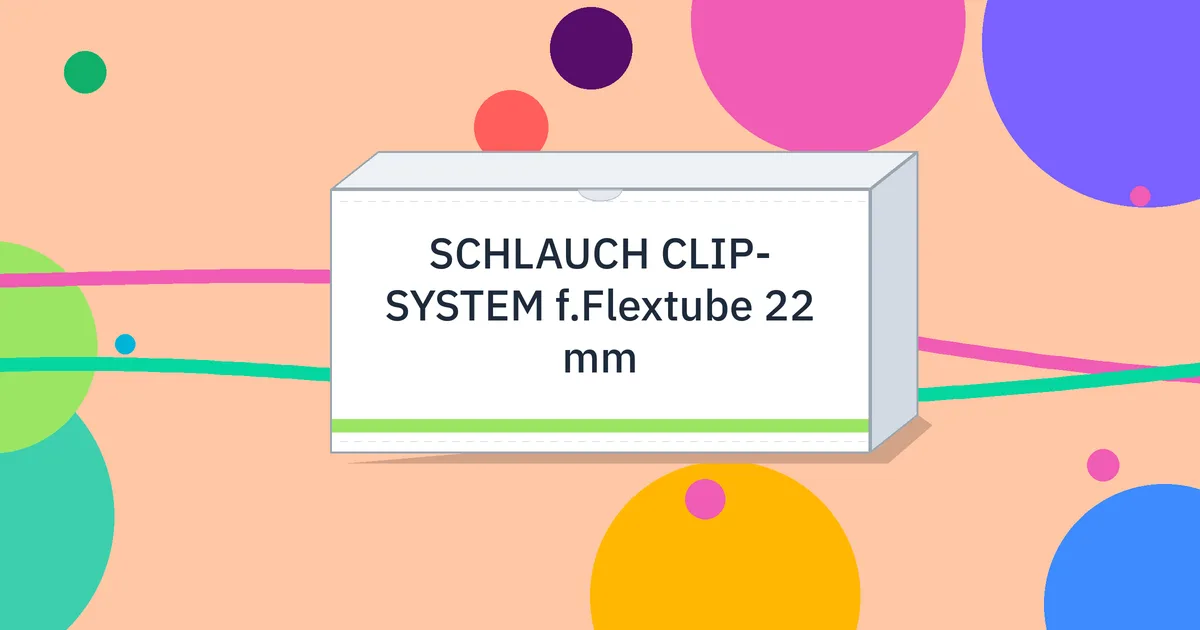Symbolbild: Packung mit der Aufschrift SCHLAUCH CLIP-SYSTEM f.Flextube 22 mm (PZN 17431543) – Verfügbarkeit und Bezug in Apotheken in Frankfurt am Main